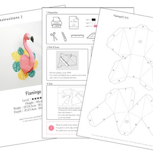 Flamingo Papercraft, 3D Wall Decor DIY Sculpture Low Poly Printable ...