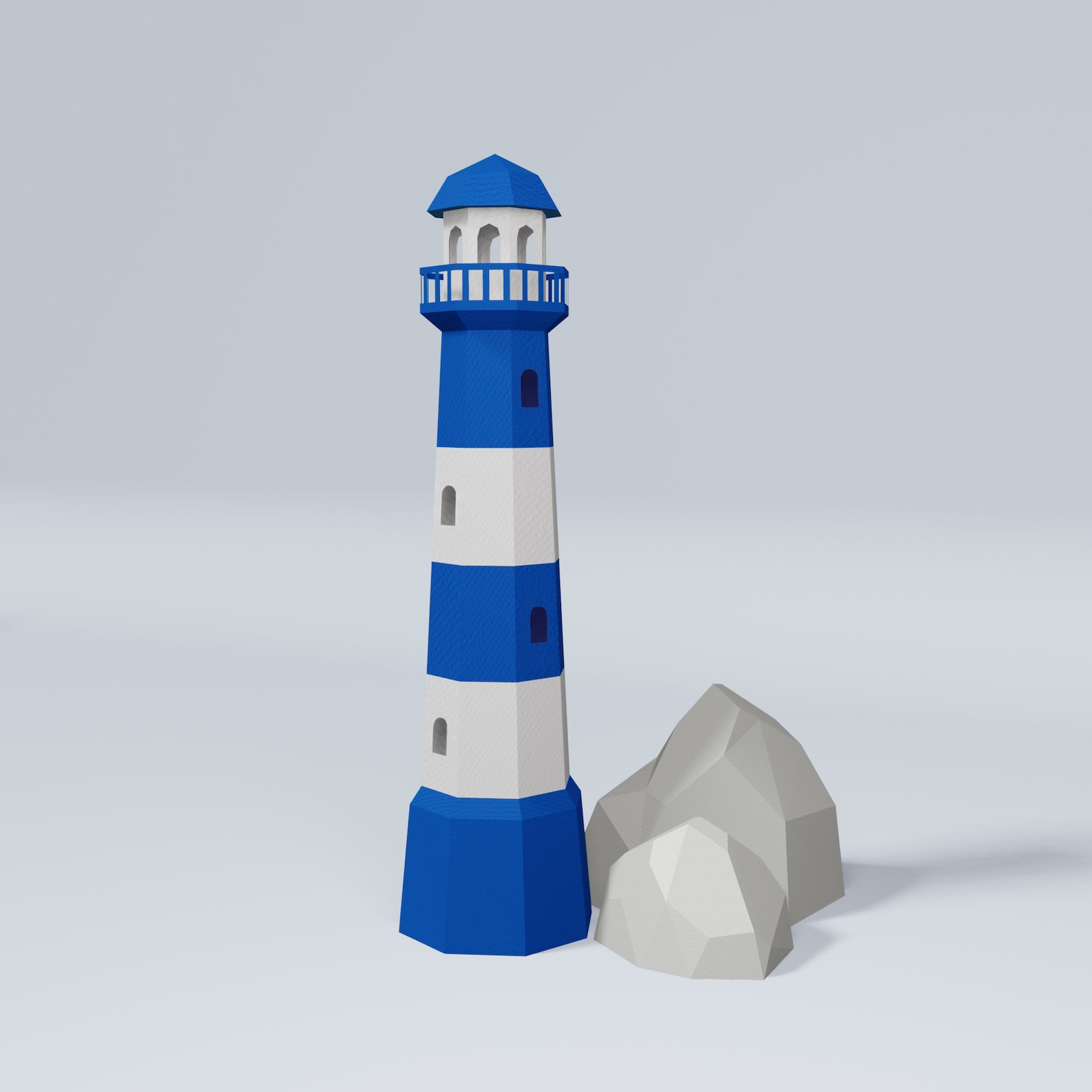 Lighthouse Papercraft, 3D Decor DIY Light House and Rock Sculpture Low ...