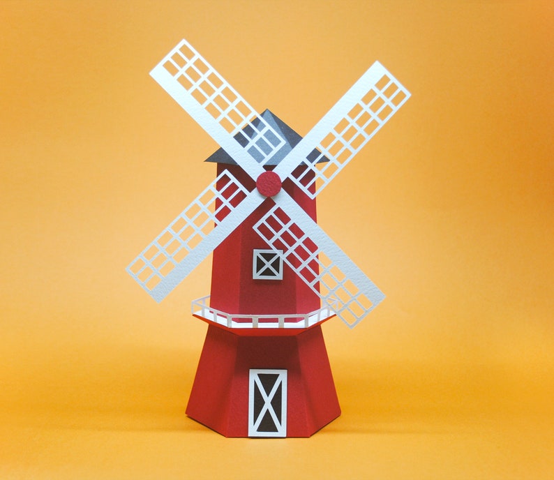 Windmill Papercraft Sculpture 3d Paper Model House - Etsy