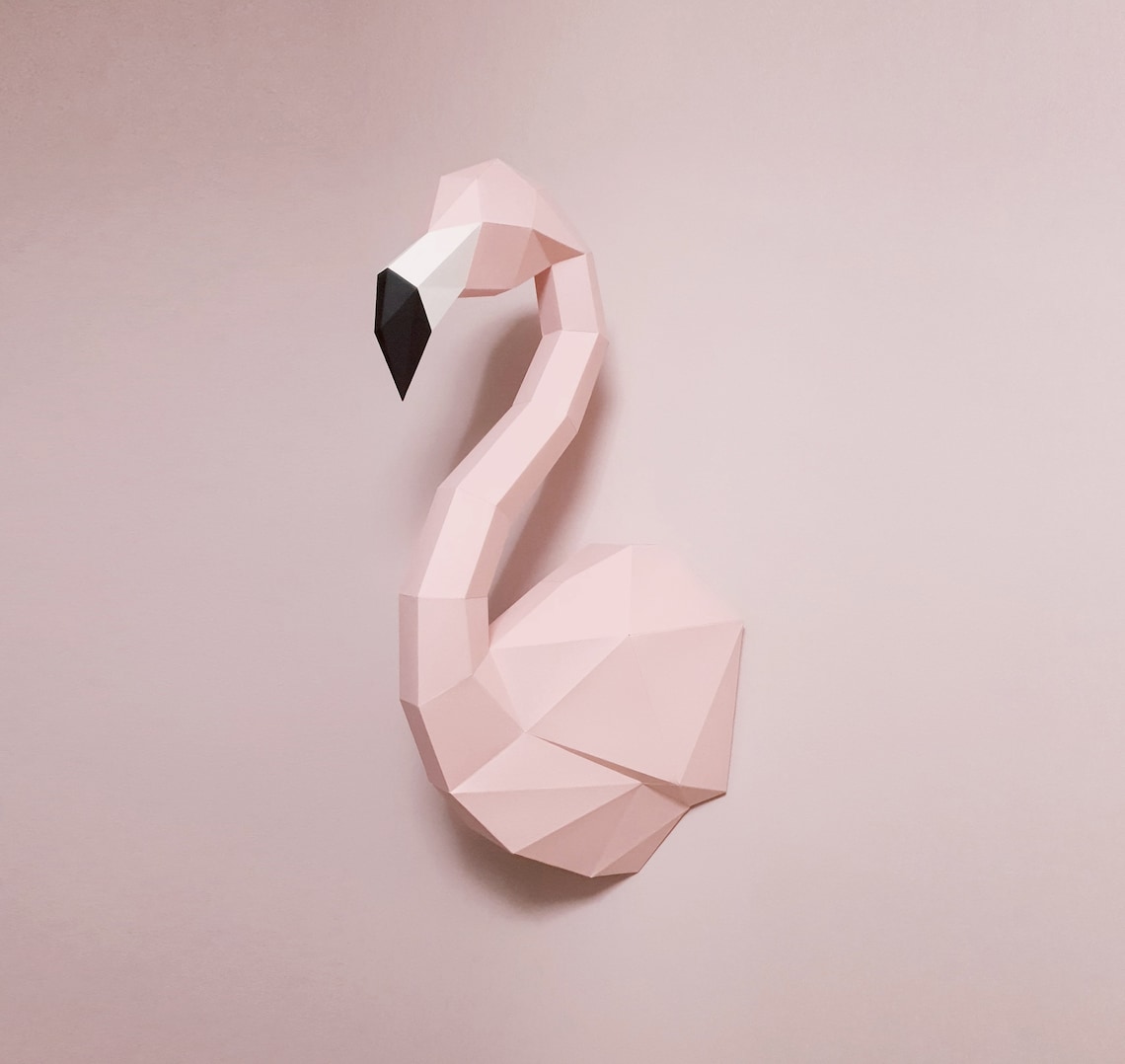 Flamingo Papercraft 3D Wall Decor DIY Sculpture Low Poly | Etsy