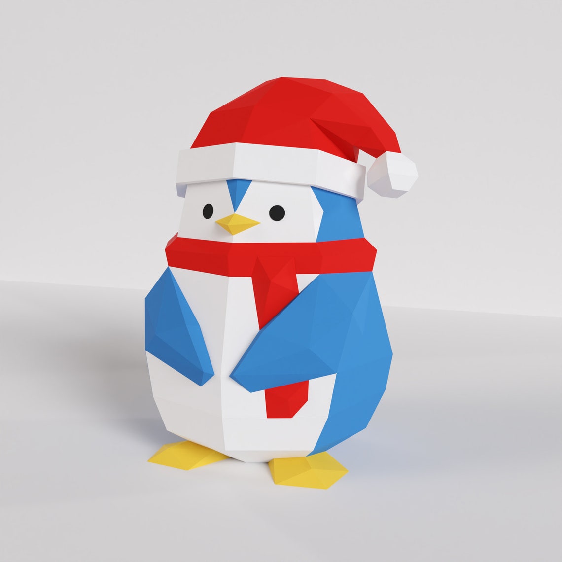 Penguin Papercraft Sculpture Christmas Santa Claus Penguin - Etsy