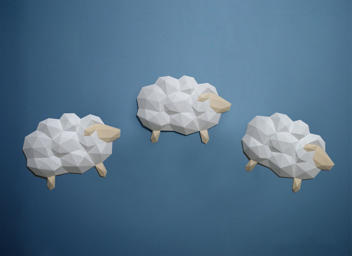 Sheep Papercraft DIY Counting Sheep Room Decor 3d Origami Low - Etsy