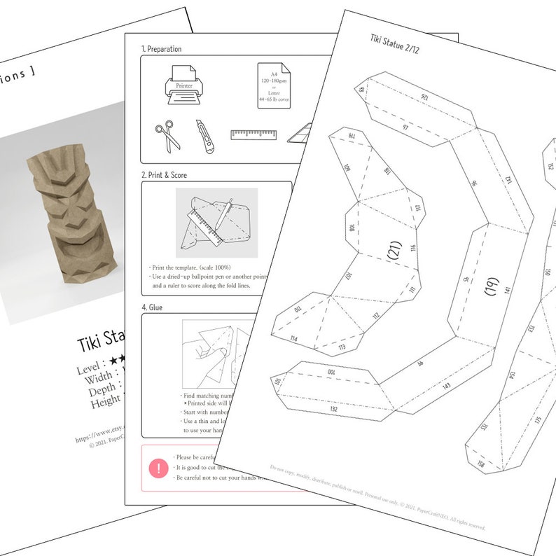 Tiki Statue Papercraft Totem Decor - Etsy