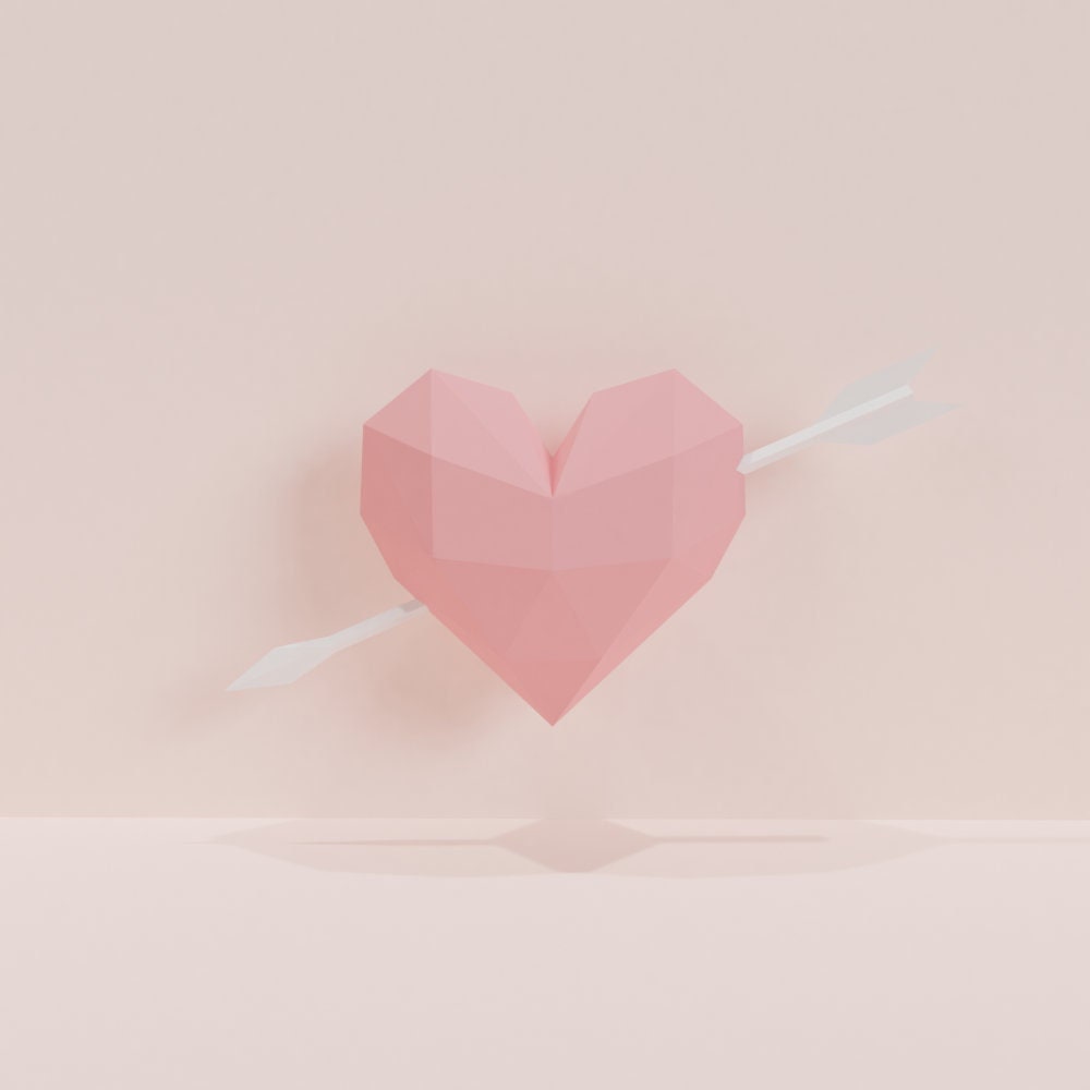 Heart With Arrow Papercraft Valentine Heart - Etsy