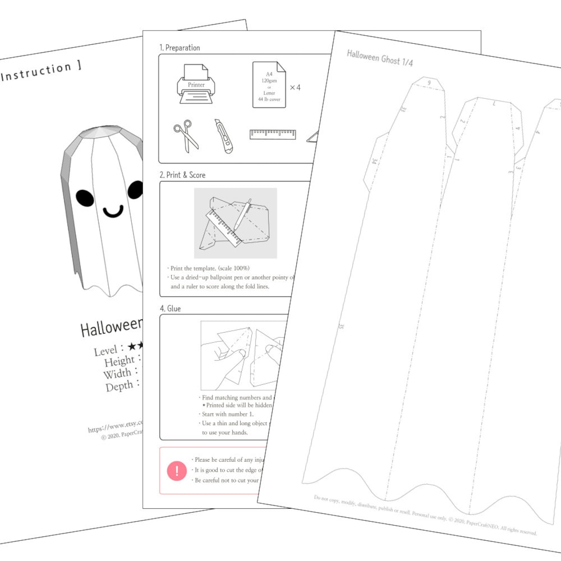 Halloween Ghost Papercraft Low Poly Printable DIY Template - Etsy