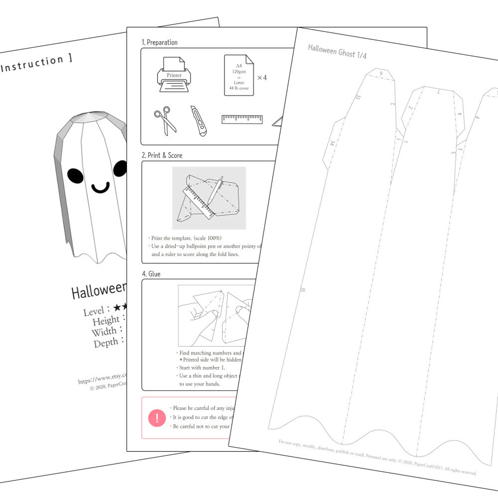 Halloween Ghost Papercraft Low Poly Printable DIY Template - Etsy