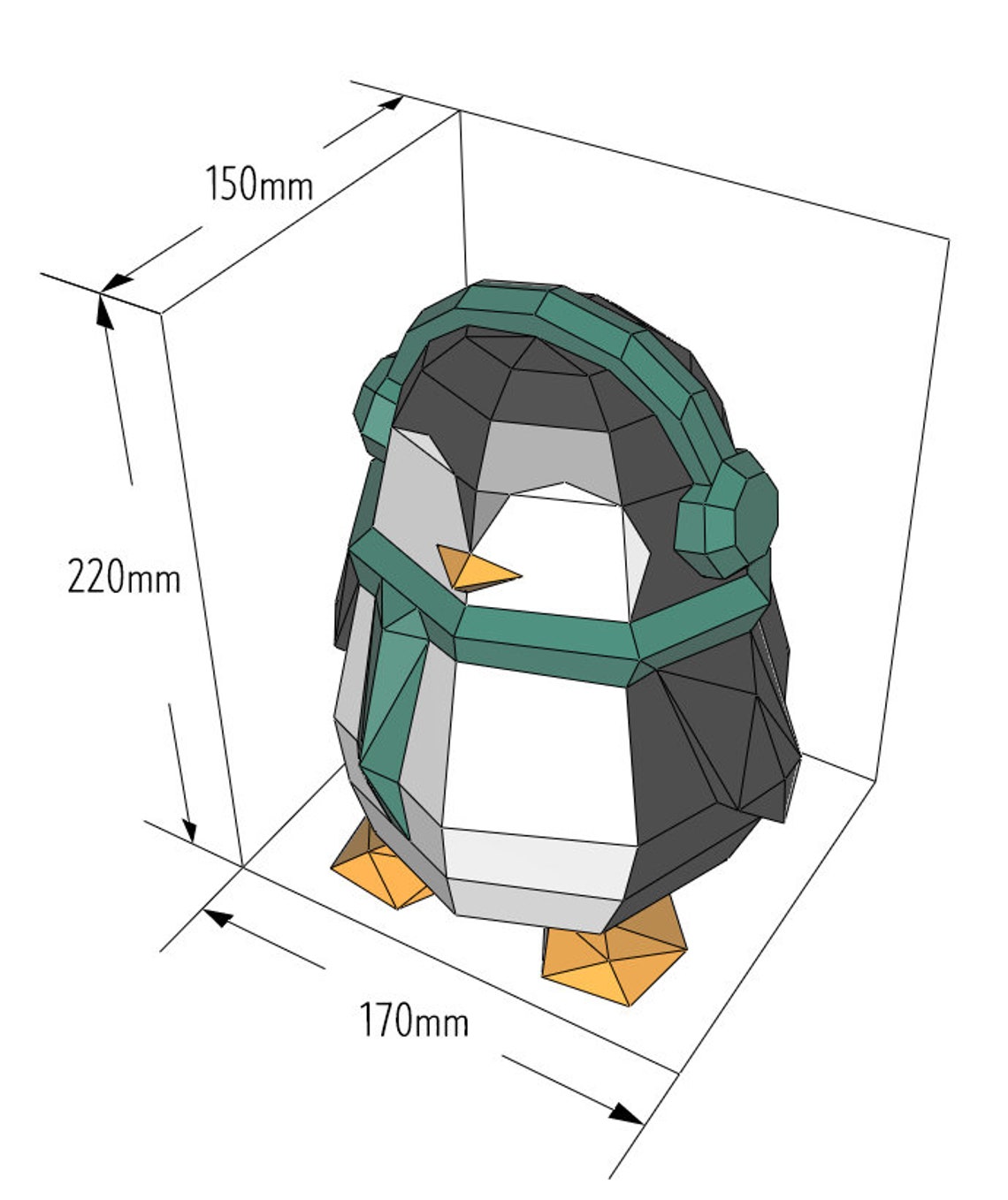 Penguin Papercraft Sculpture Earmuffs Penguin - Etsy