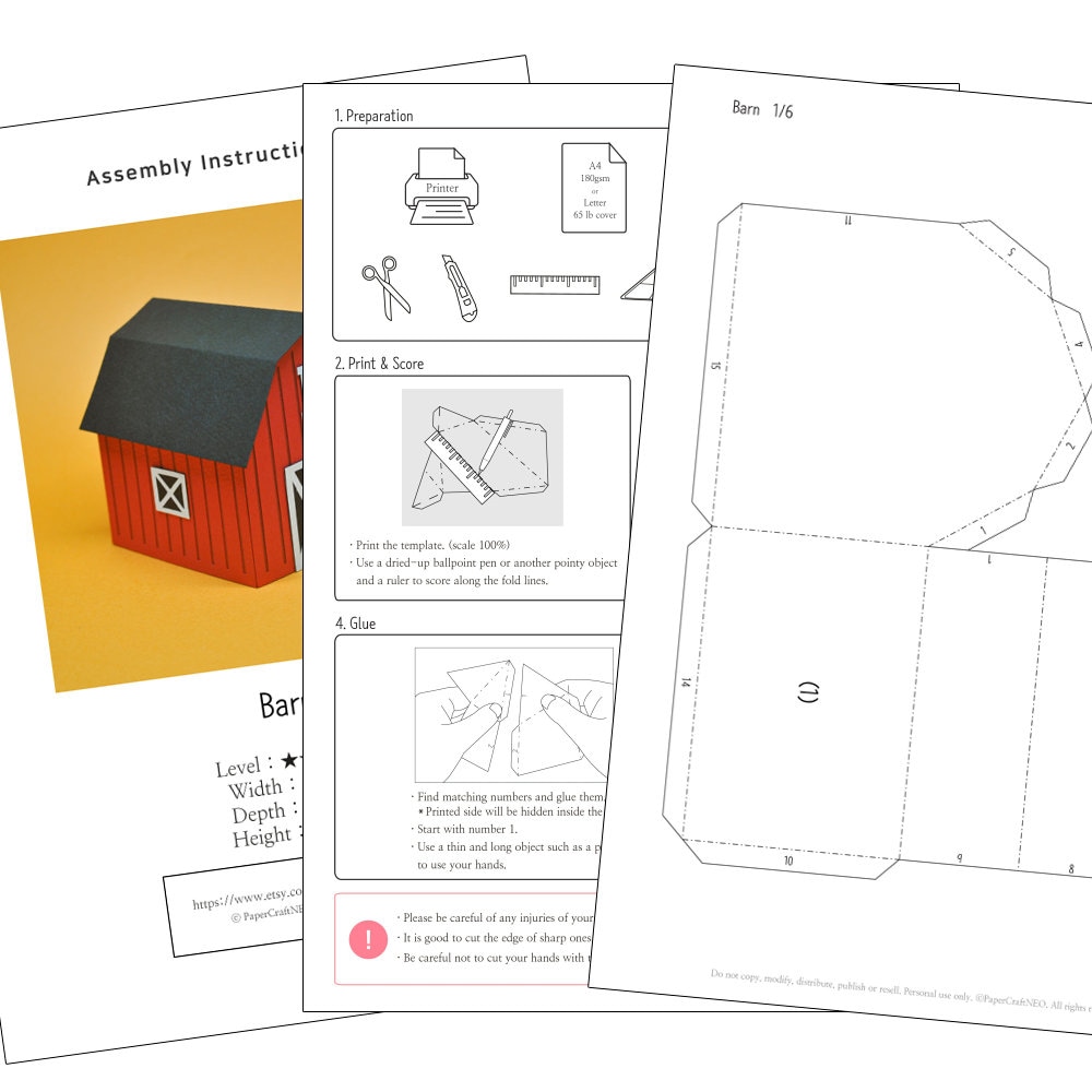Barn Papercraft Sculpture 3d Paper Model House - Etsy Australia