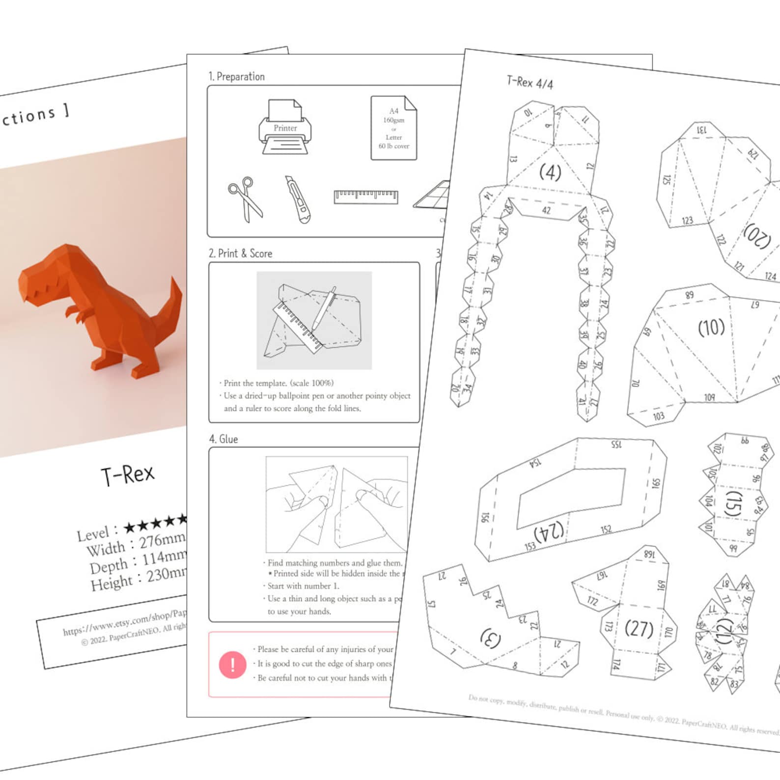 Papercraft T-rex, Dinosaur Sculpture - Etsy