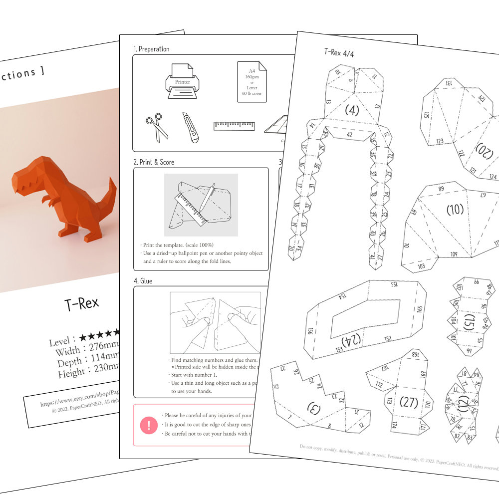 Papercraft T-rex Dinosaur Sculpture - Etsy UK