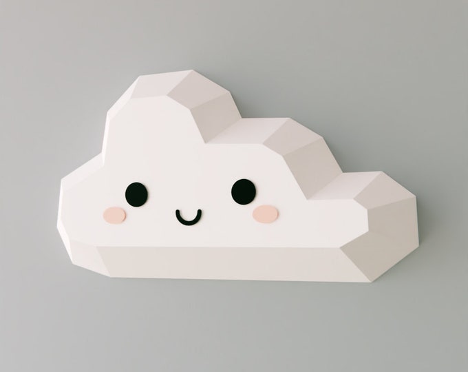 Papercraft Digital PDF Template for Clouds, DIY 3D Clouds, Origami,low ...