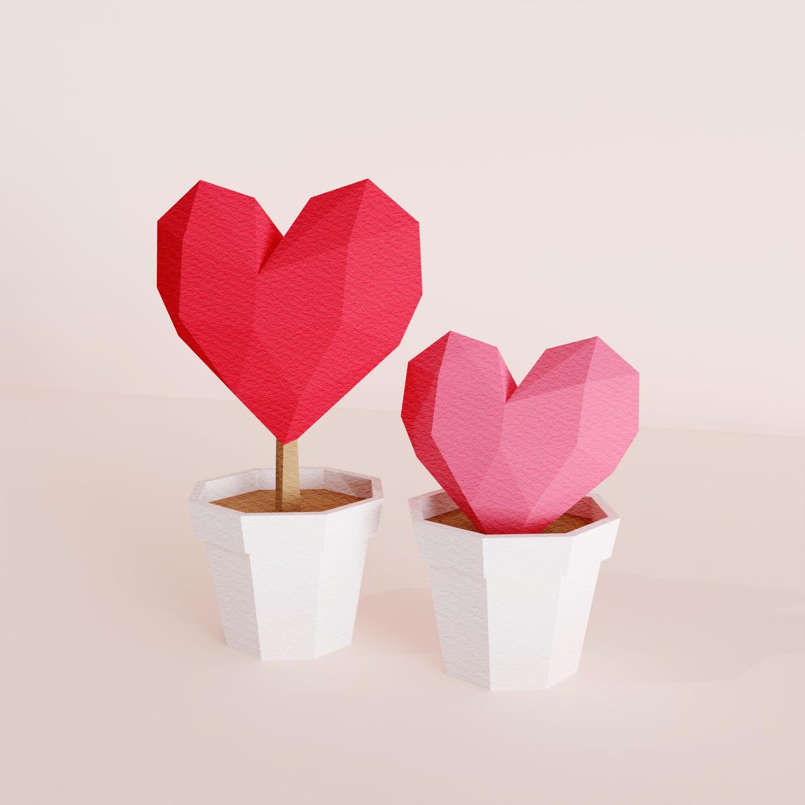 Heart Pot Papercraft, Valentine Heart - Etsy