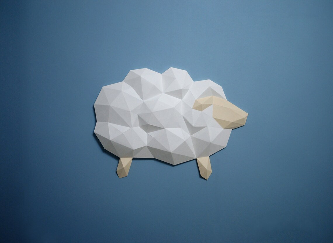 Sheep Papercraft DIY Counting Sheep Room Decor 3d Origami Low - Etsy