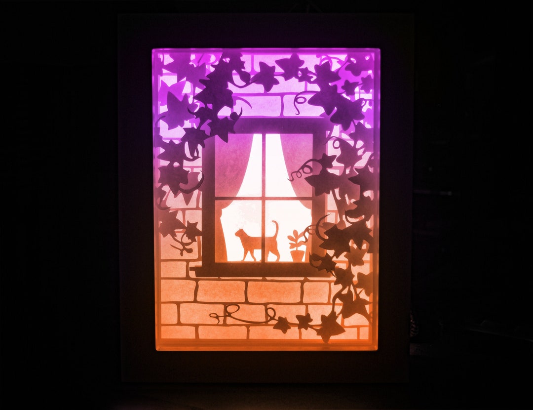 Window in Brick Wall Light Box, Paper Cut Shadow Box Template - Etsy