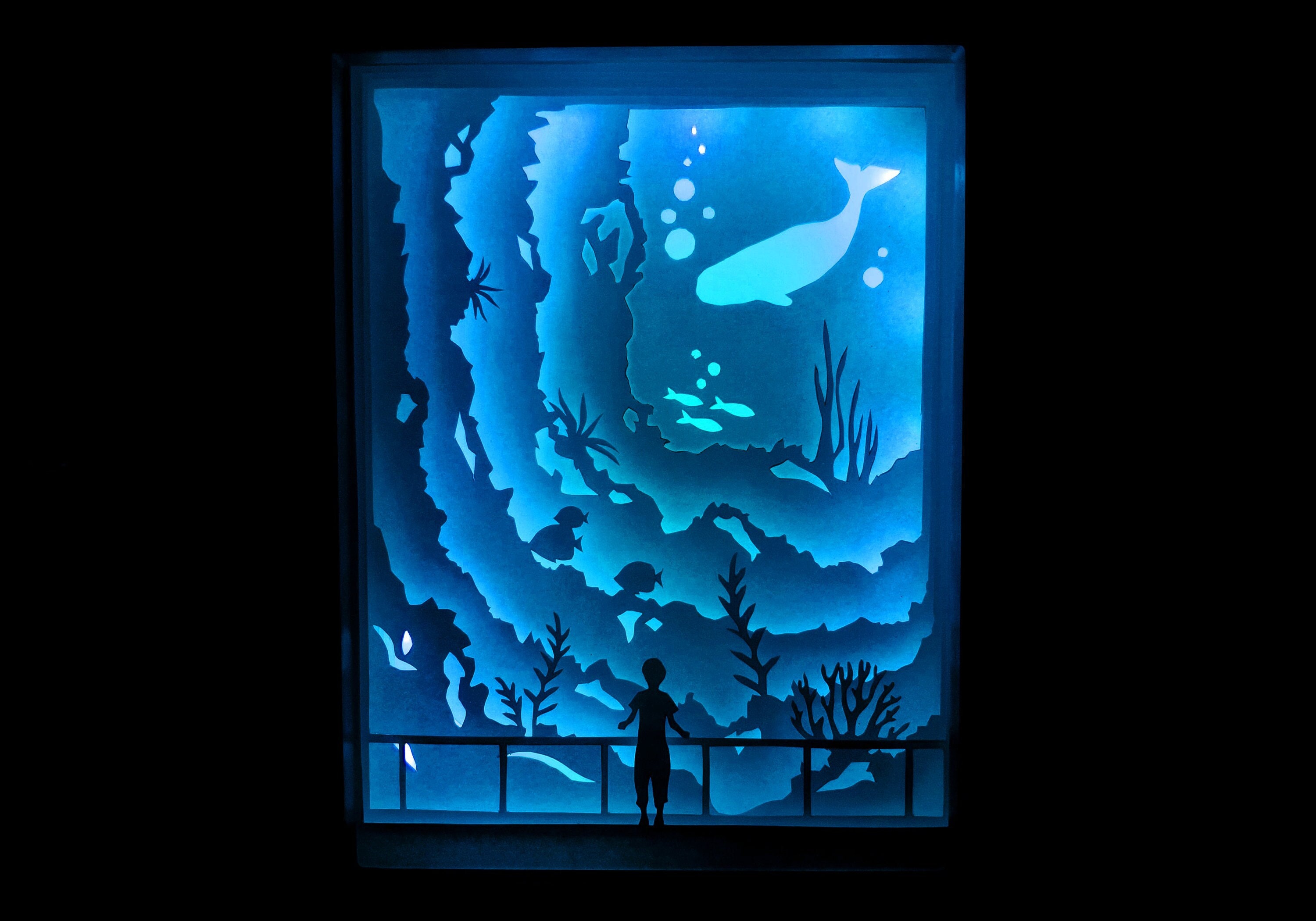 Aquarium Shadowbox, Sea Paper Cut Light Box Template - Etsy