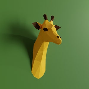 Giraffe Papercraft Low Poly Printable DIY Template Giraffe Trophy Head ...