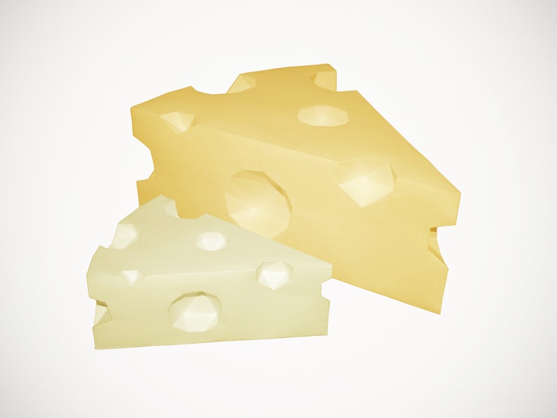 Cheese Papercraft Low poly printable DIY template PDF 3d | Etsy