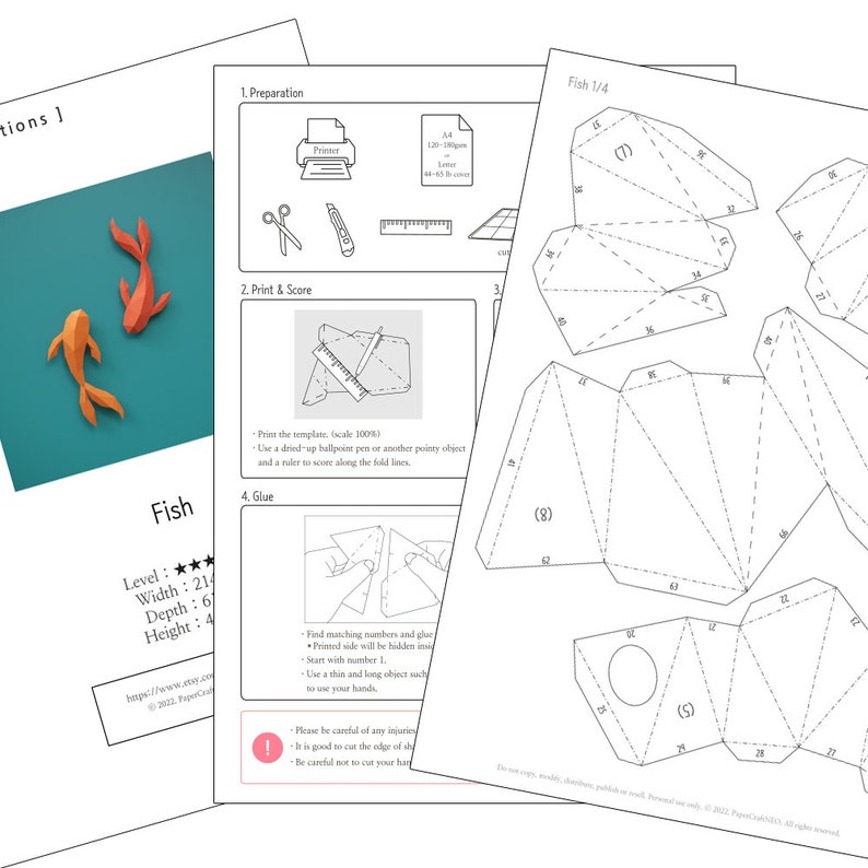 Fish 3d Papercraft, Koifish Decor - Etsy