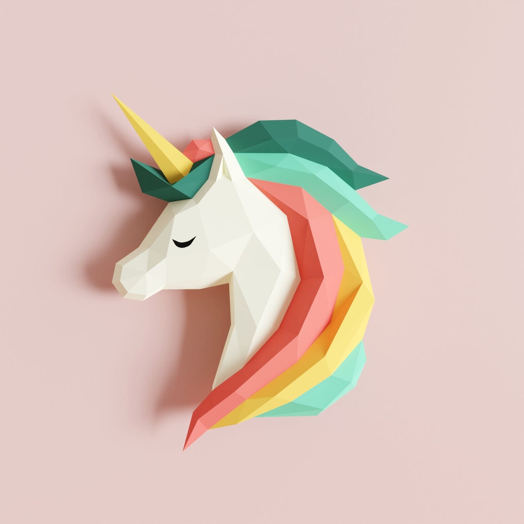 Unicorn Papercraft, Unicorn Wall Mounted Decor - Etsy