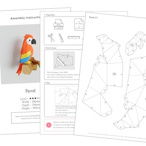 Parrot Papercraft Template Bird 3d Origami Sculpture Decor - Etsy