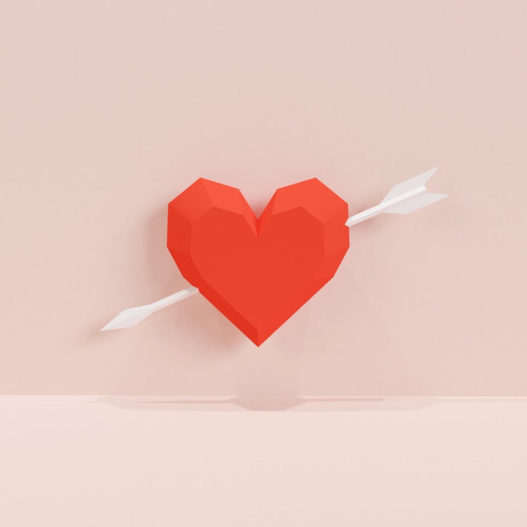 Heart With Arrow Papercraft, Valentine Heart - Etsy