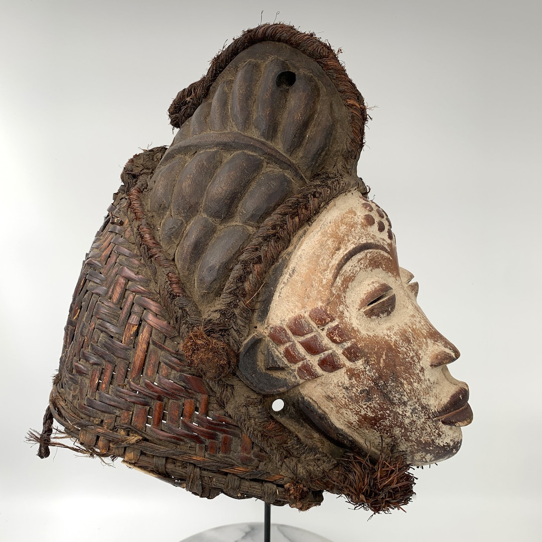 Large Vintage African Feminine Punu or Bapunu White Face Mask From ...