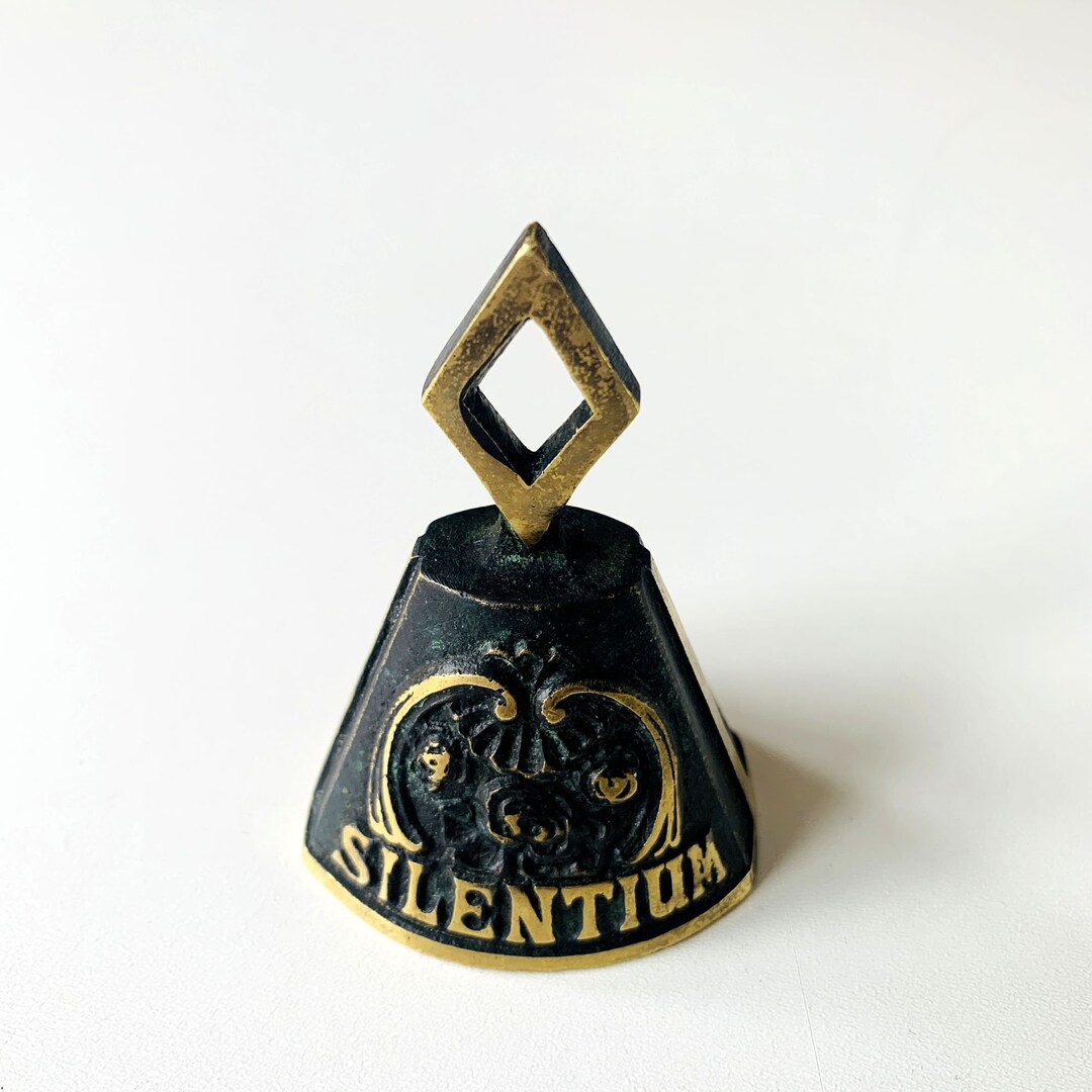 Vintage Small Bronze Bell "silentium", Elegant Designed Bronze Bell ...