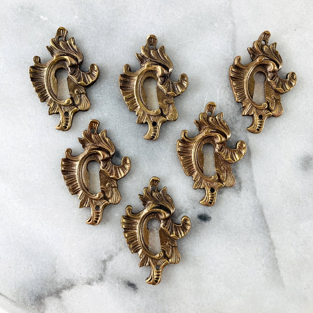 Set of 6 Same Art Nouveau Key Plates Made of Bronze Alloy, Decorative ...