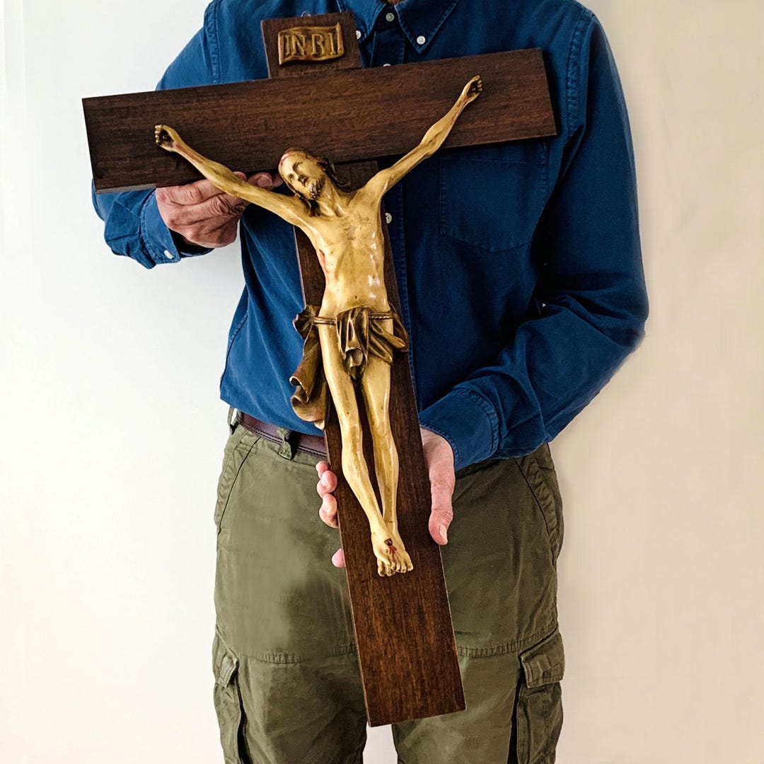 Very Large Oak Crucifix, Corpus Christi in Gypsum, Very Large Crucifix ...