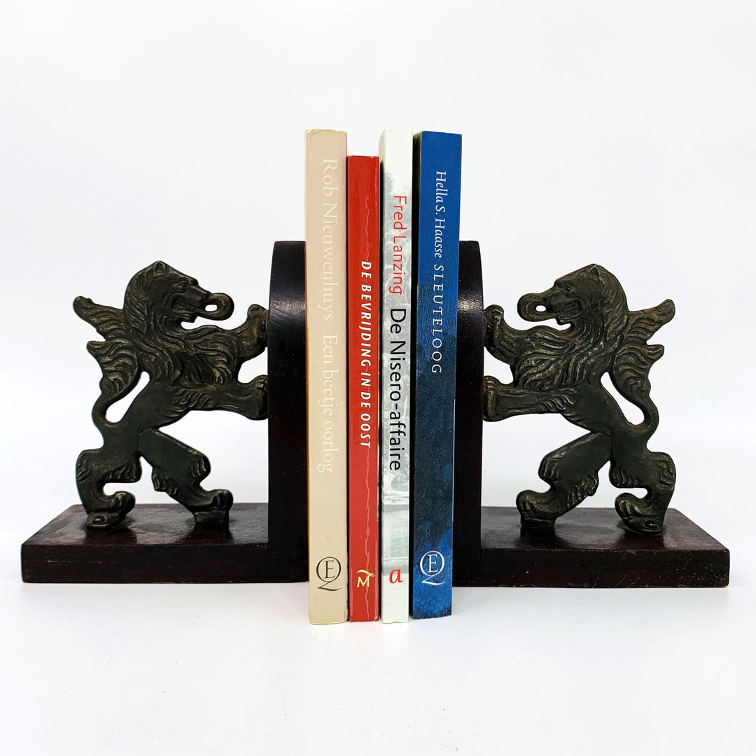 A Pair of Rare Antique Wooden Bookends From the 1950s, Bookends With 2 ...