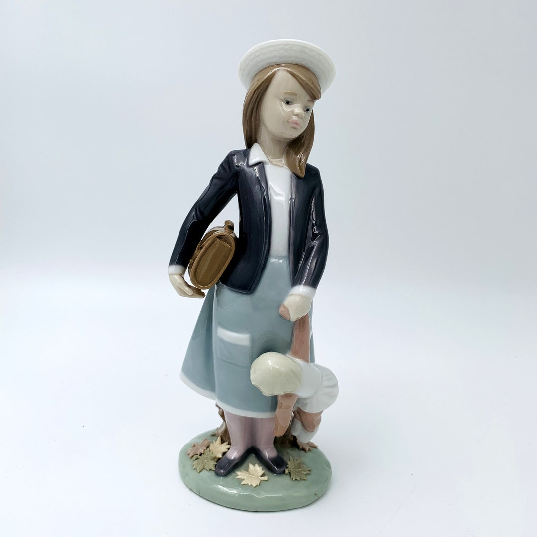 Lladro Porcelain Back to School Girl Figurine With Doll, Glossy Lladro ...
