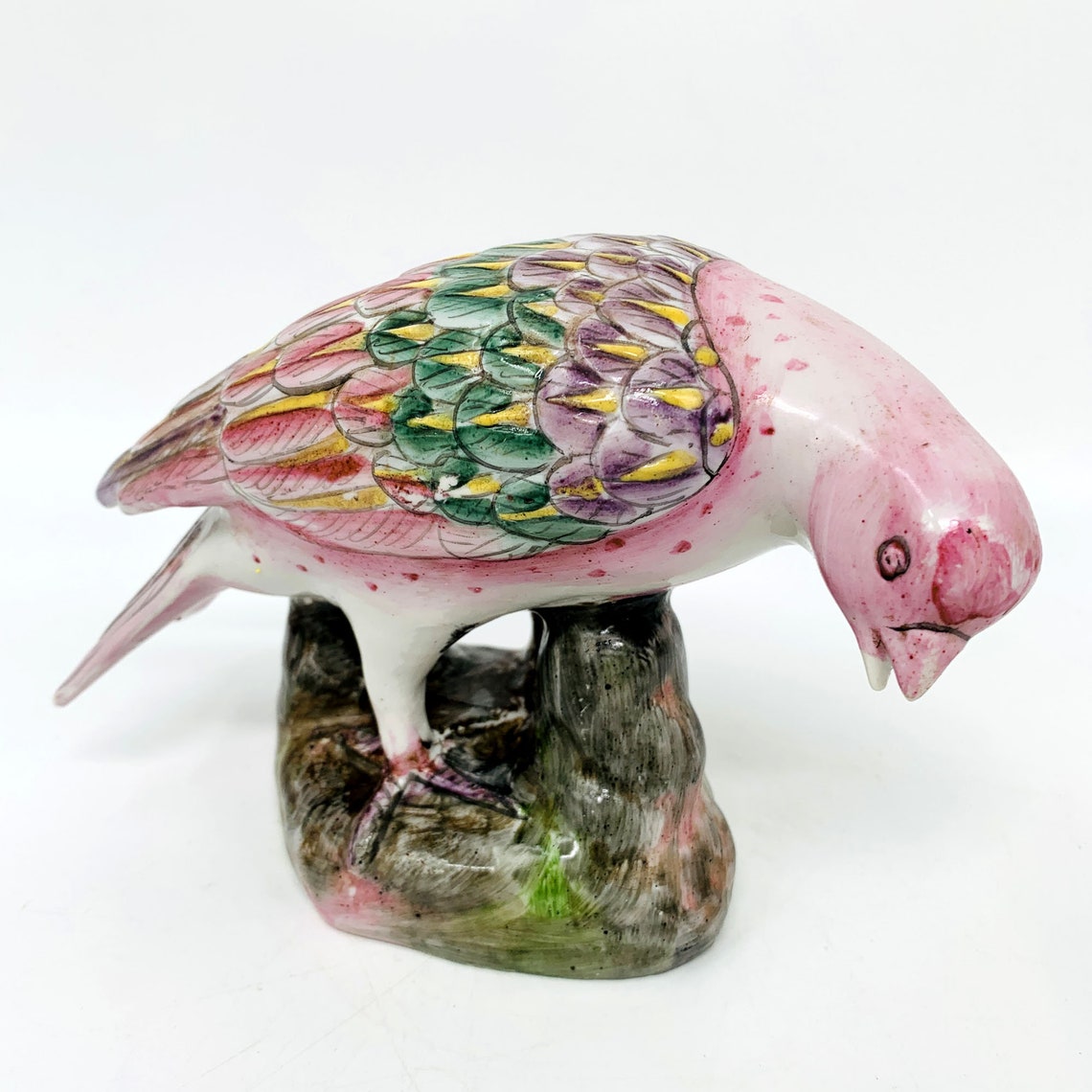 Pair of Chinese Porcelain Doves, Hand Painted Vintage Famille Rose ...