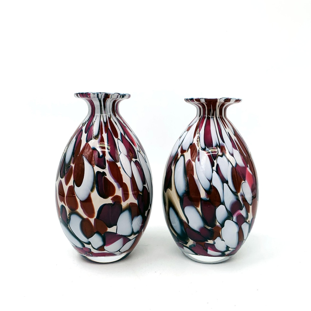 Pair of Used Mouth Blown Glass Vases From Fidrio, Unique Decorative ...