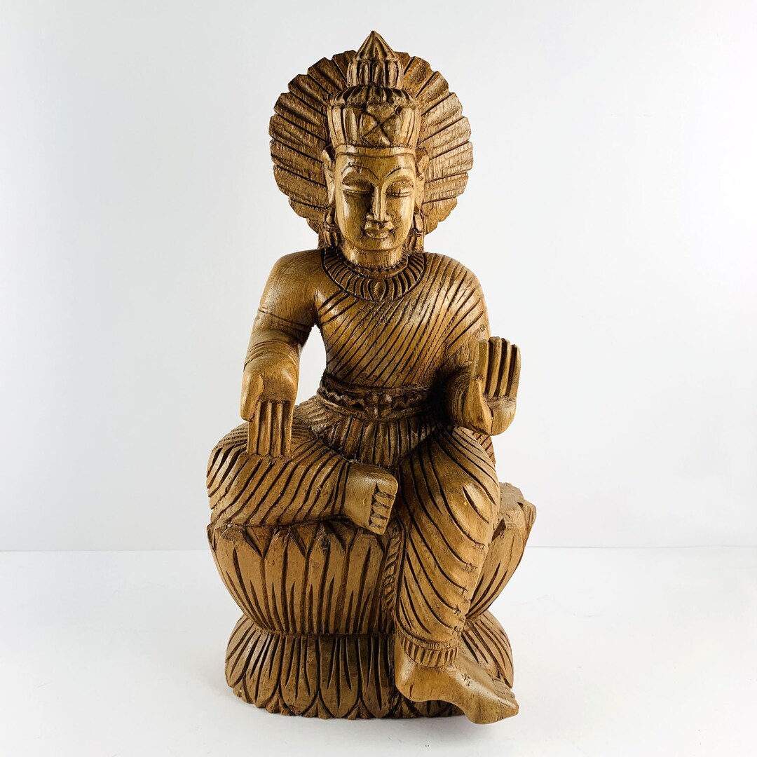 Wooden Statue of Hindu Goddess Lakshmi Also Known as Sri Lakshmi ...
