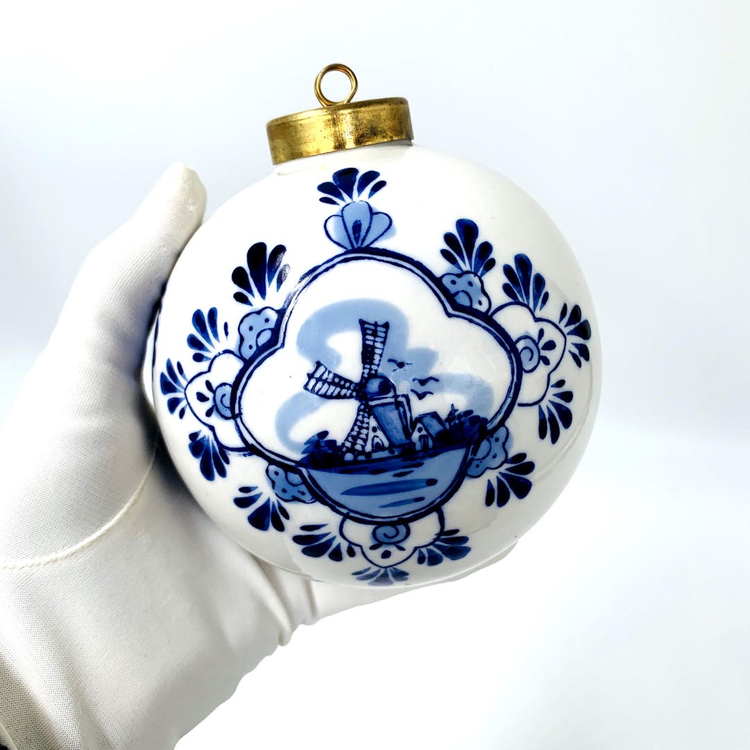 Vintage Delft Blue Ceramic Christmas Ball, Handpainted Dutch Country ...