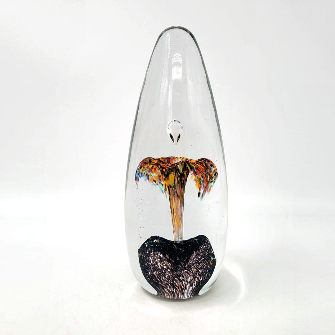Mouth-blown Glass Obelisk Sculpture, Large and Heavy Glass Paperweight ...