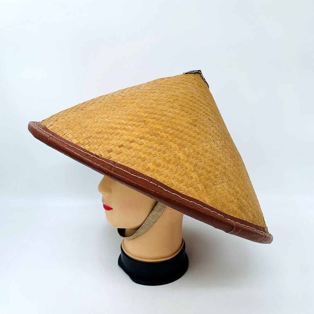 Vintage Asian Straw Hat, Beach Sun Hat, Asian Sun Hat With Decorated ...