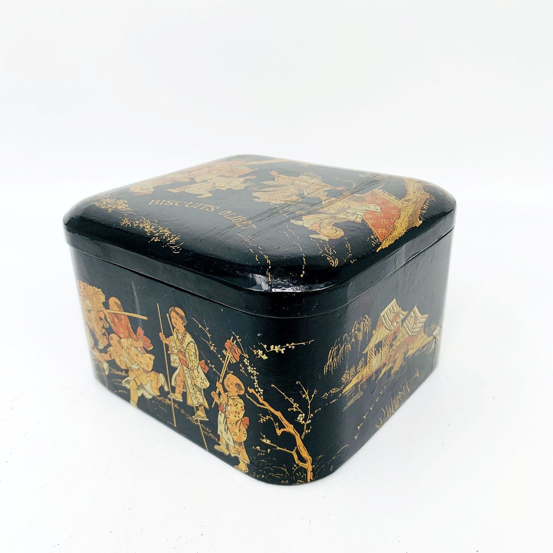 Antique French Paper Mache Advertising Box - Biscuits Olibet From the ...
