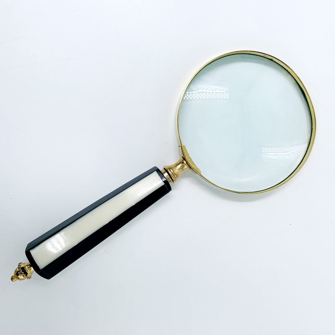 Vintage Magnifying Glass With Hexagonal Hard Synthetic Handle in Black ...