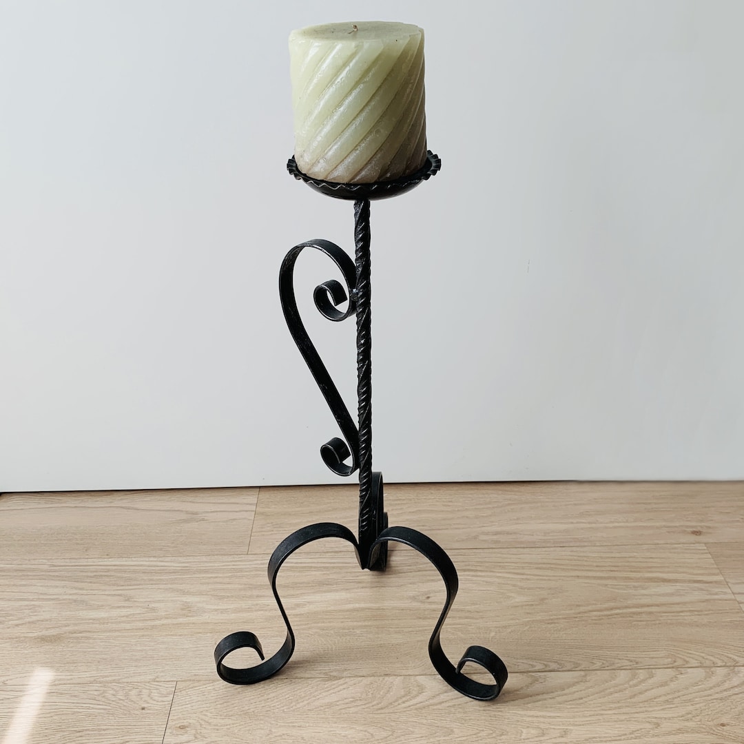 Solid Forged Iron Candle Holder, Hand-forged Iron Candlestick With ...