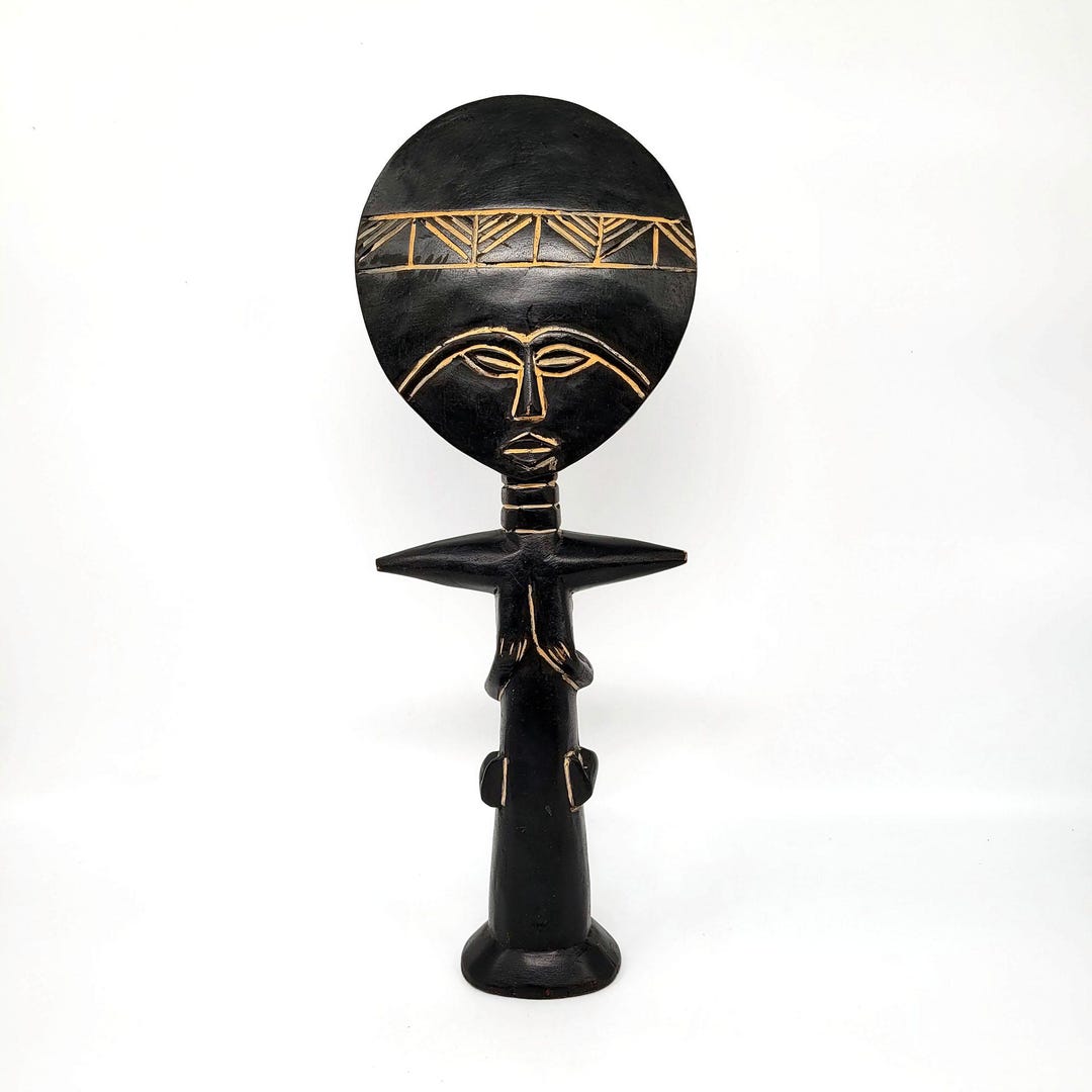 Akua'ba Hand-carved Wooden Fertility Figurine, by the Ashanti People ...