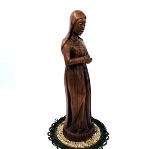 Handcarved Wooden Statue of a Religious African Woman in a Serene Pose ...