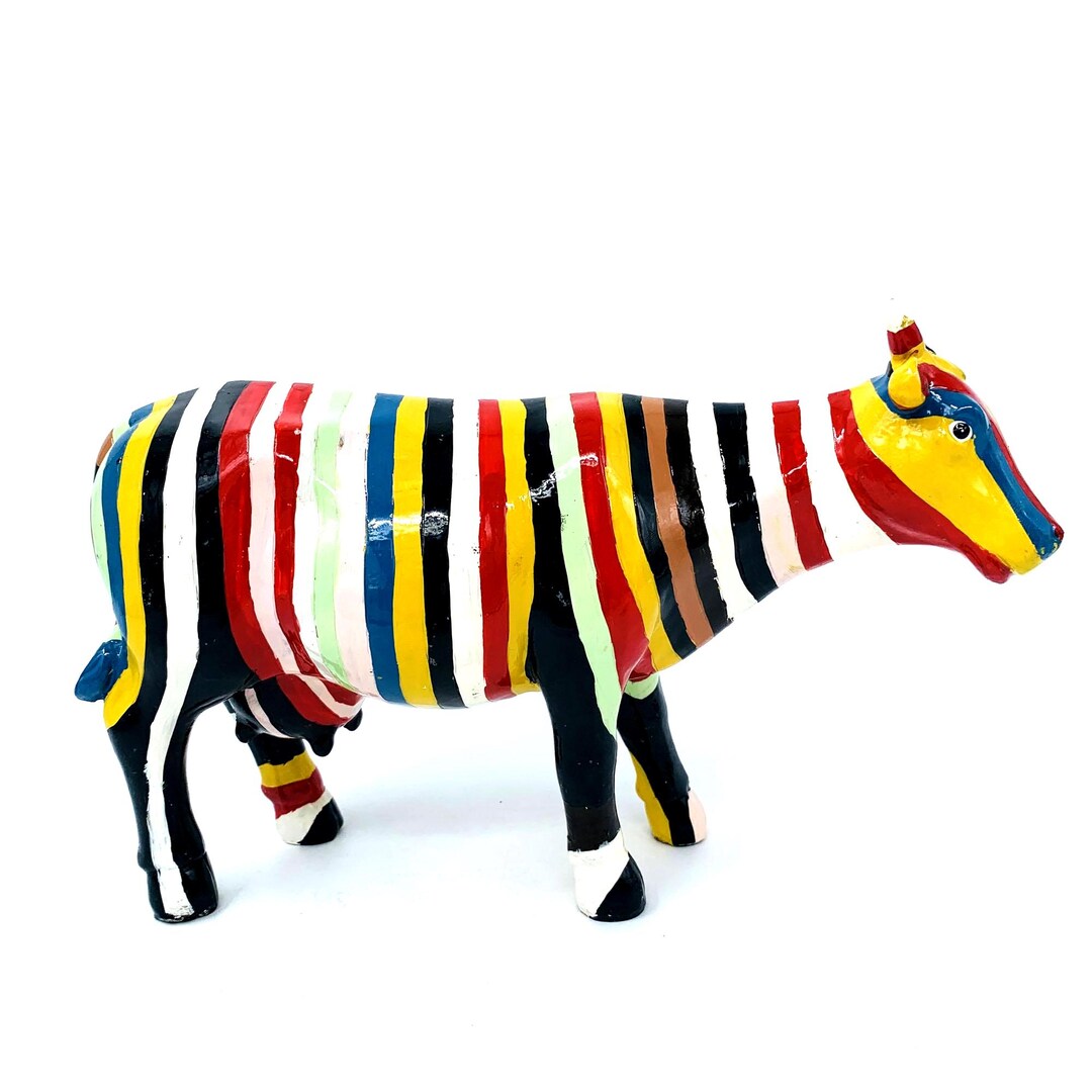 Cow Parade Striped Made of Polyresin and Handpainted, Striped Cow Art ...