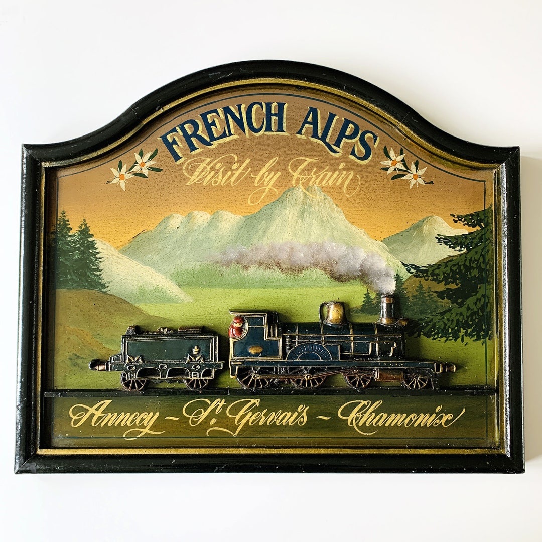 Vintage Wood Relief Carving, French Alps, Visit by Train, Country ...