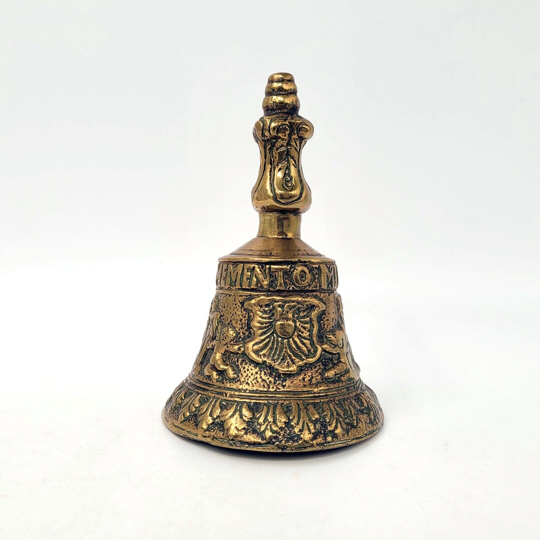 Antique Brass Bell With Clapper and Relief Inscription in Latin O Mater ...