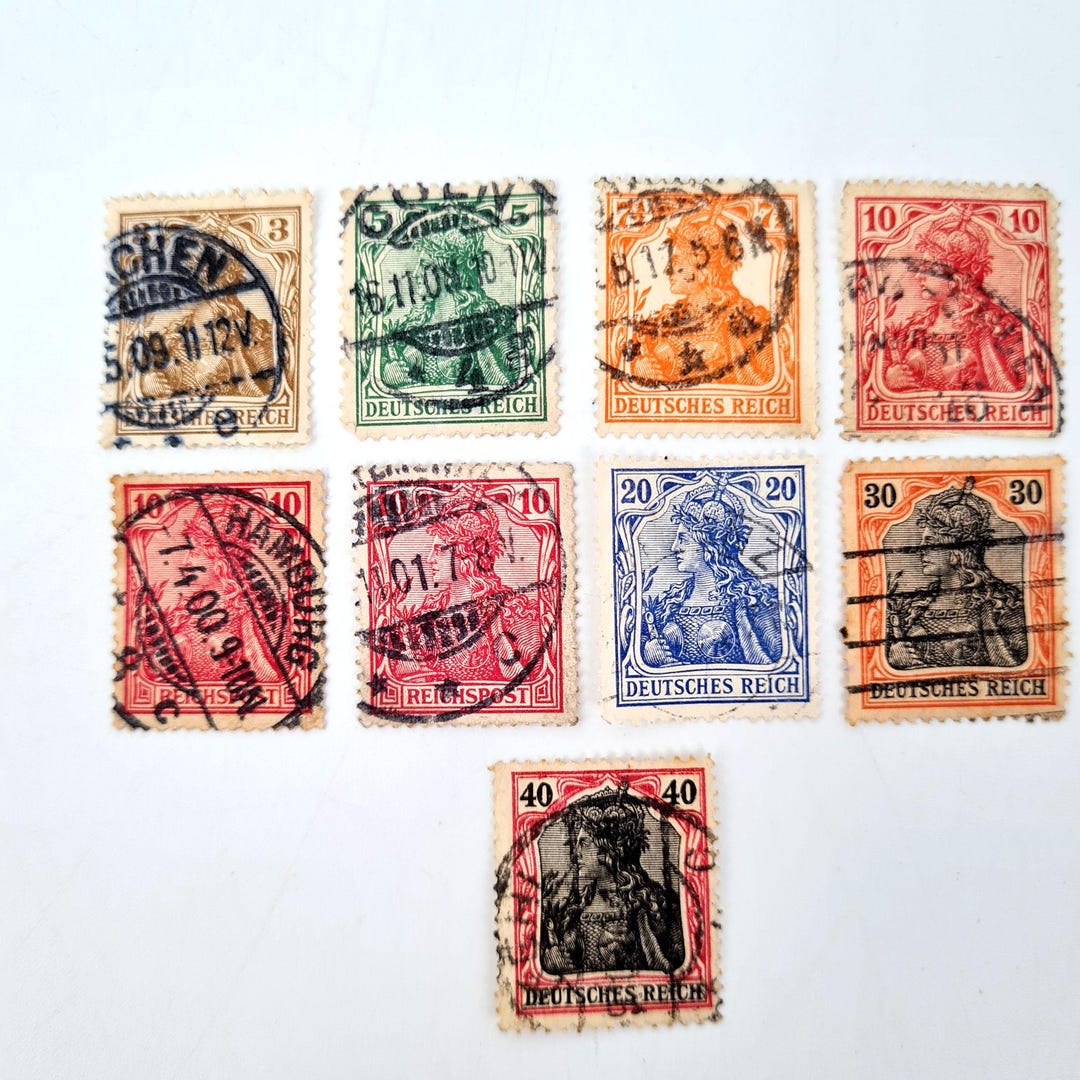 The Image Shows Nine German Stamps From the Germania Series, Issued ...
