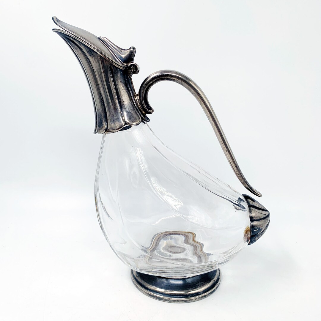 Silver Plated Duckbill Decanter, With Decorated Glass, Wine Decanter ...