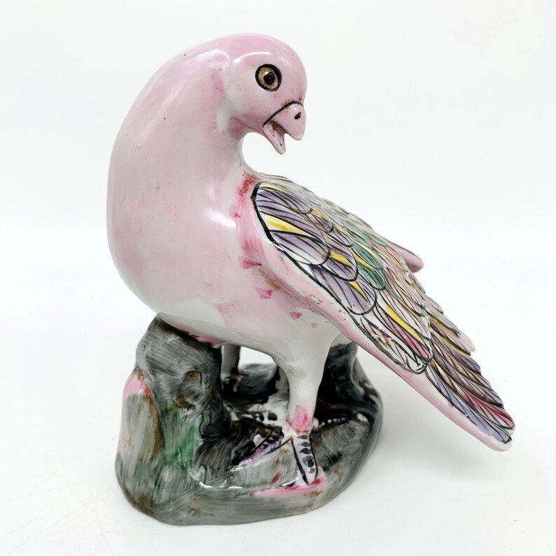 Pair of Chinese Porcelain Doves, Hand Painted Vintage Famille Rose ...