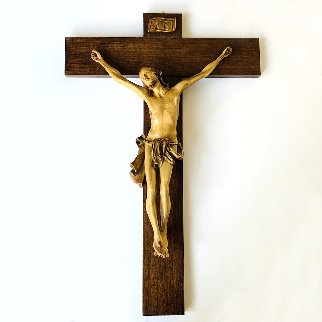 Very Large Oak Crucifix, Corpus Christi in Gypsum, Very Large Crucifix ...