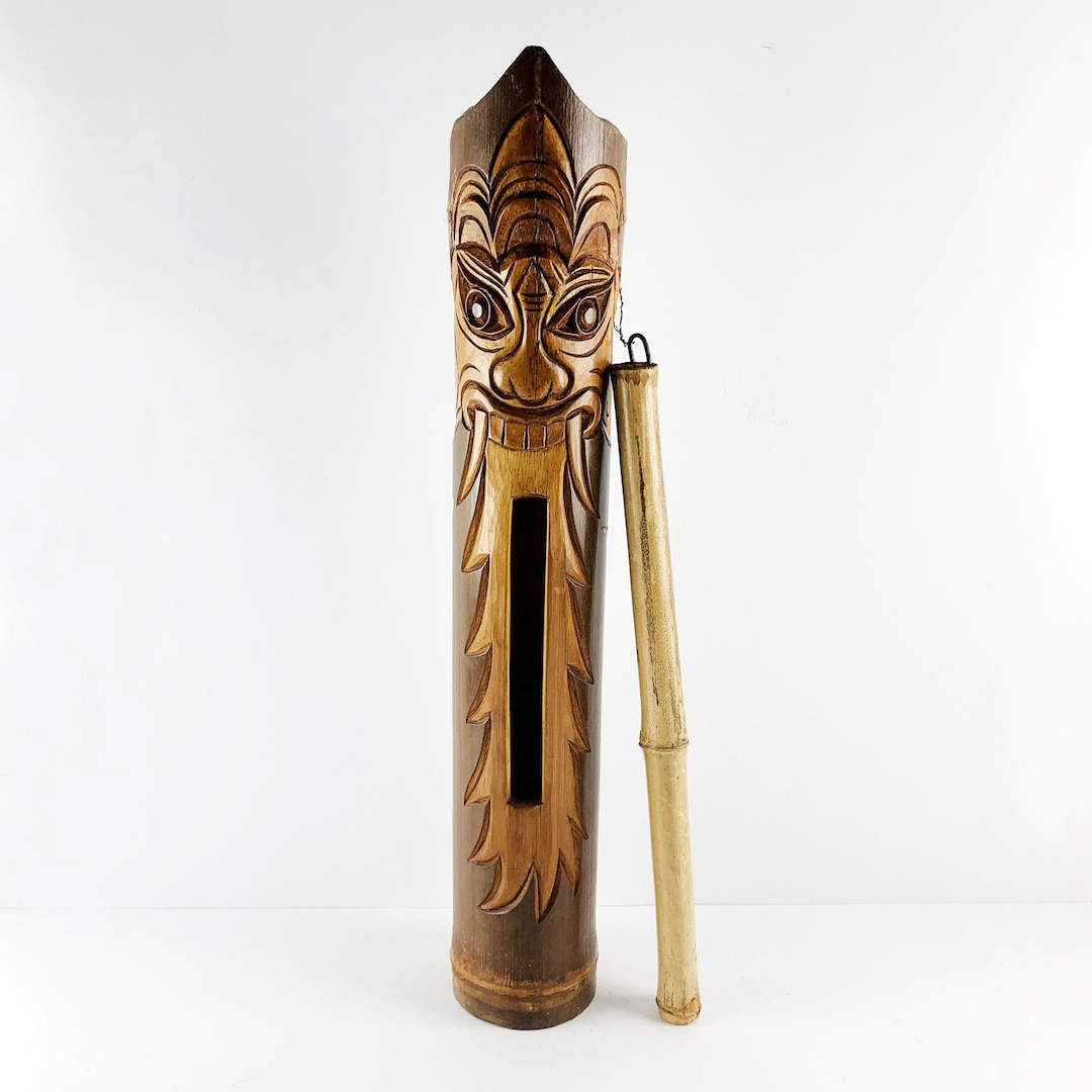 Handmade Bamboo Clapper With Stick, Decorated With a Barong Face, Often ...